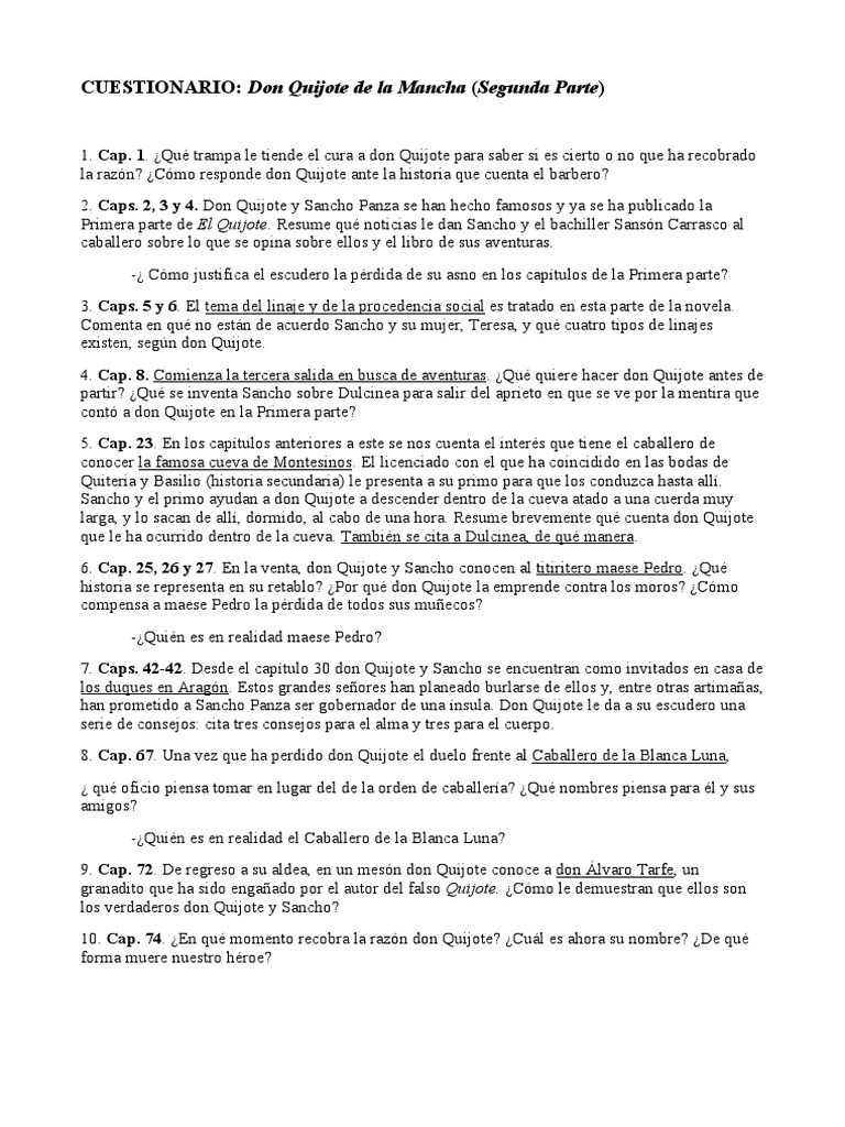 Guía de Lectura de Don Quijote (Segunda Parte) 2022 | PDF | Don Quijote