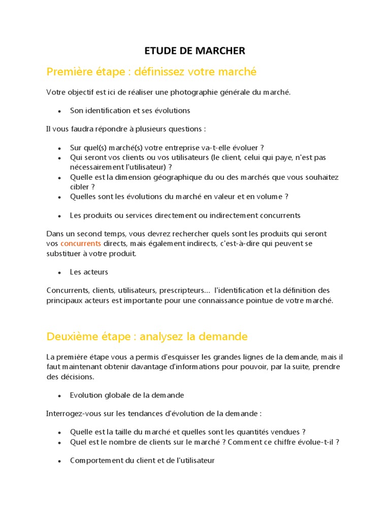 Etude de Marcher | PDF | Marché (Économie) | Économie