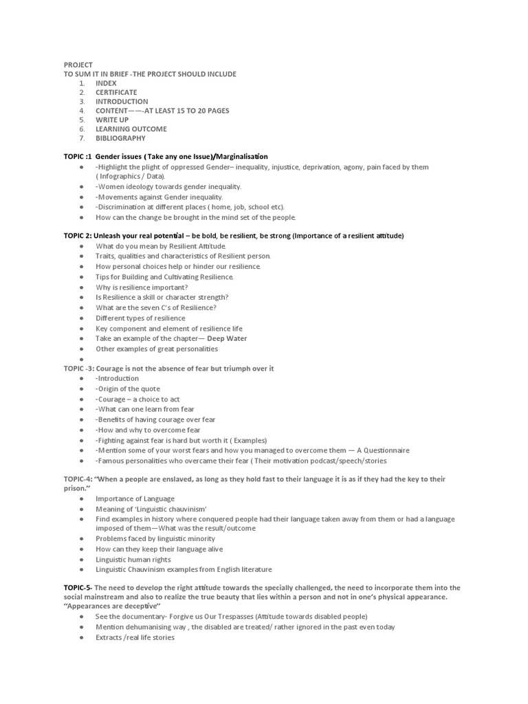 Suggested Projects | Download Free PDF | Psychological Resilience | Courage