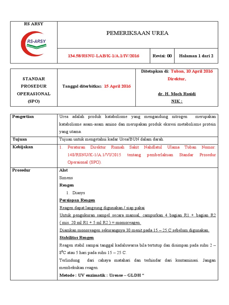 Pemeriksaan Urea | PDF