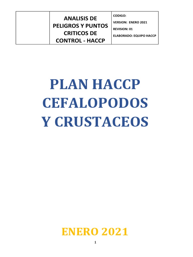 Manual Haccp Cefalopodos y Crustaceos Cesar | PDF | Análisis de Riesgo y Puntos Críticos de ...