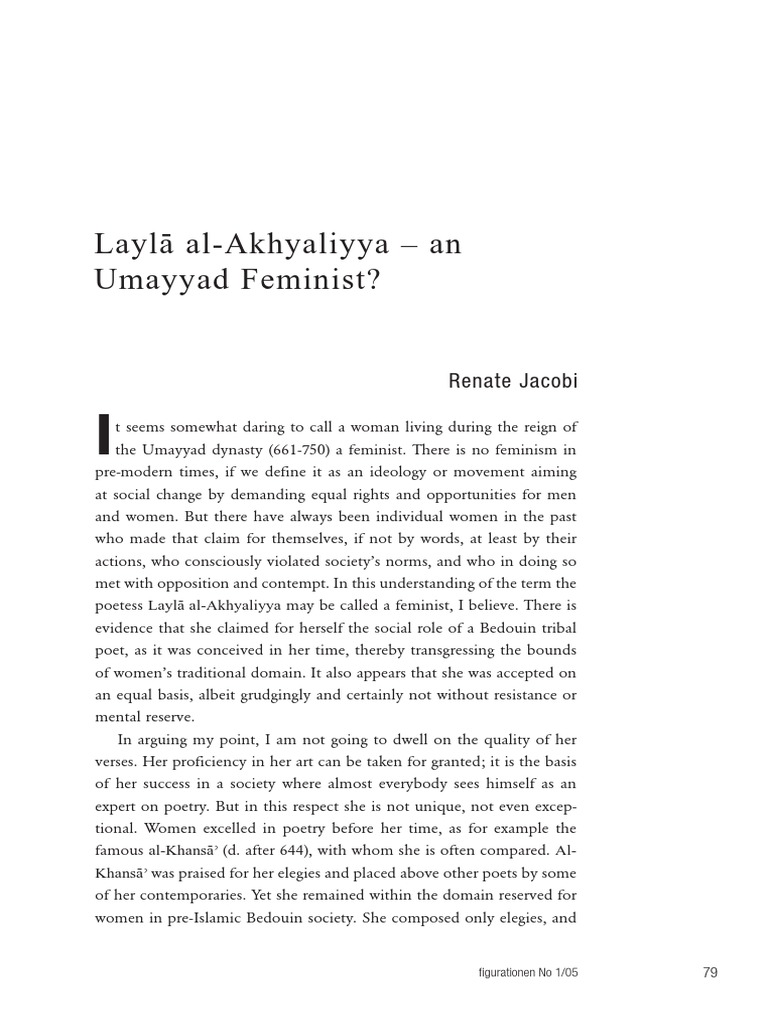 Layla al-Akhyaliyya: A Feminist Poet | PDF | Poetry | Caliphate