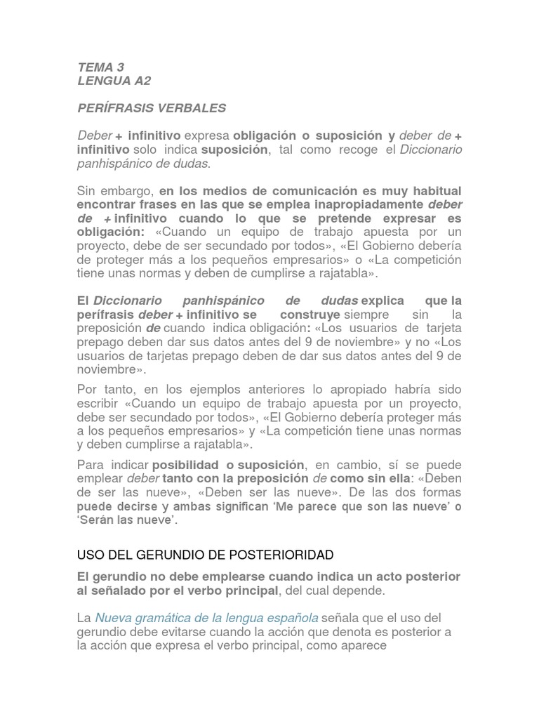 Perifrasis Lengua A2 | PDF | Lingüística