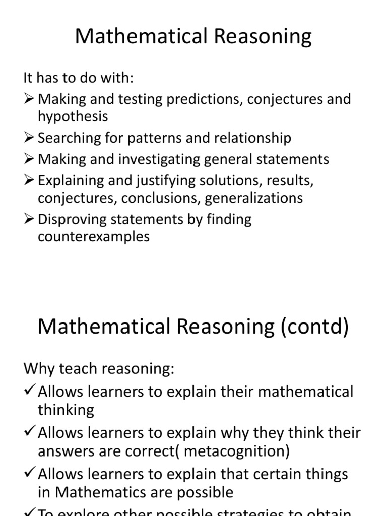 Mathematical Reasoning | PDF | Deductive Reasoning | Inductive Reasoning