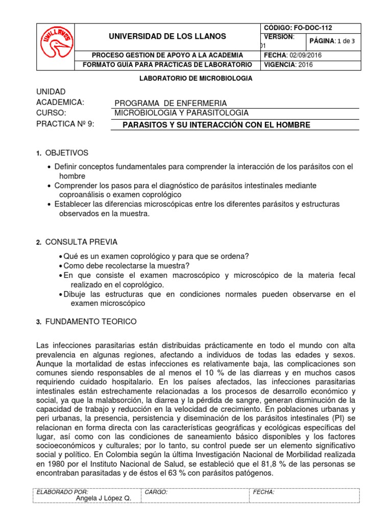 Guia No.9 PARASITOS Y SU INTERACCIÓN CON EL HOMBRE INTESTINALES | PDF ... Guia No.9 PARASITOS Y SU INTERACCIÓN CON EL HOMBRE INTESTINALES | PDF ...