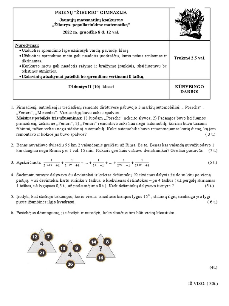 Užduotys II (10kl.) | PDF