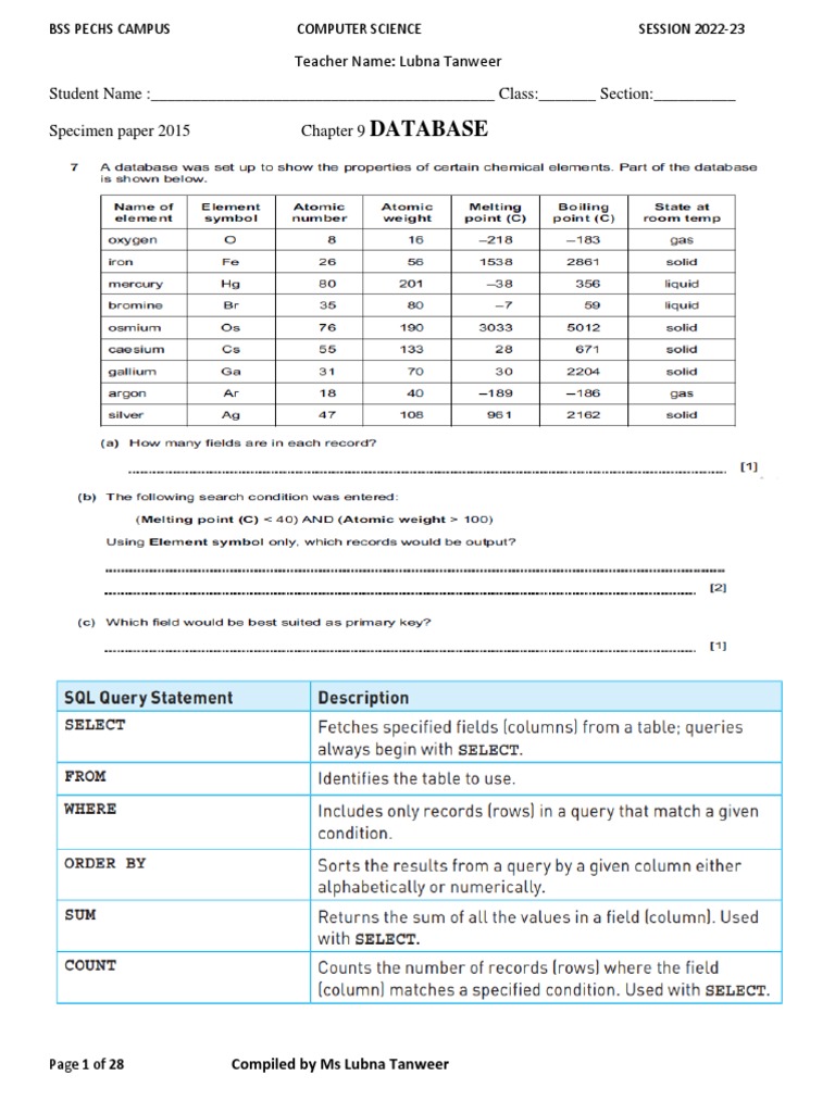 Chapter 9 Database 2023 | PDF | Databases | Software Chapter 9 Database 2023 | PDF | Databases | Software
