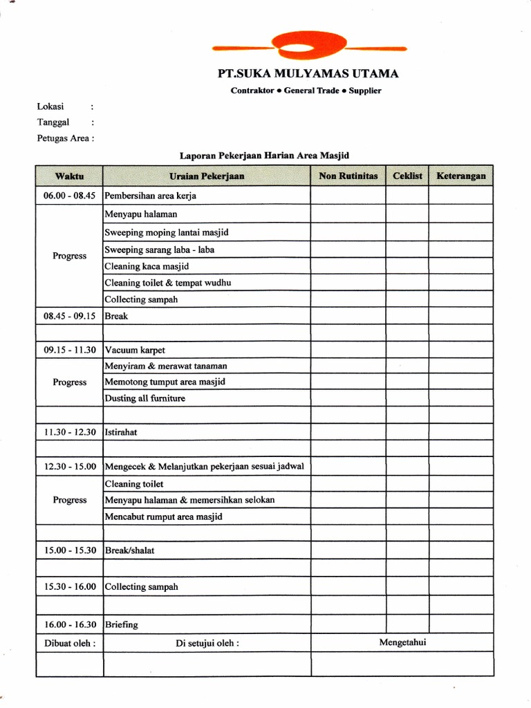 Format Laporan Harian, Mingguan Dan Bulanan | PDF