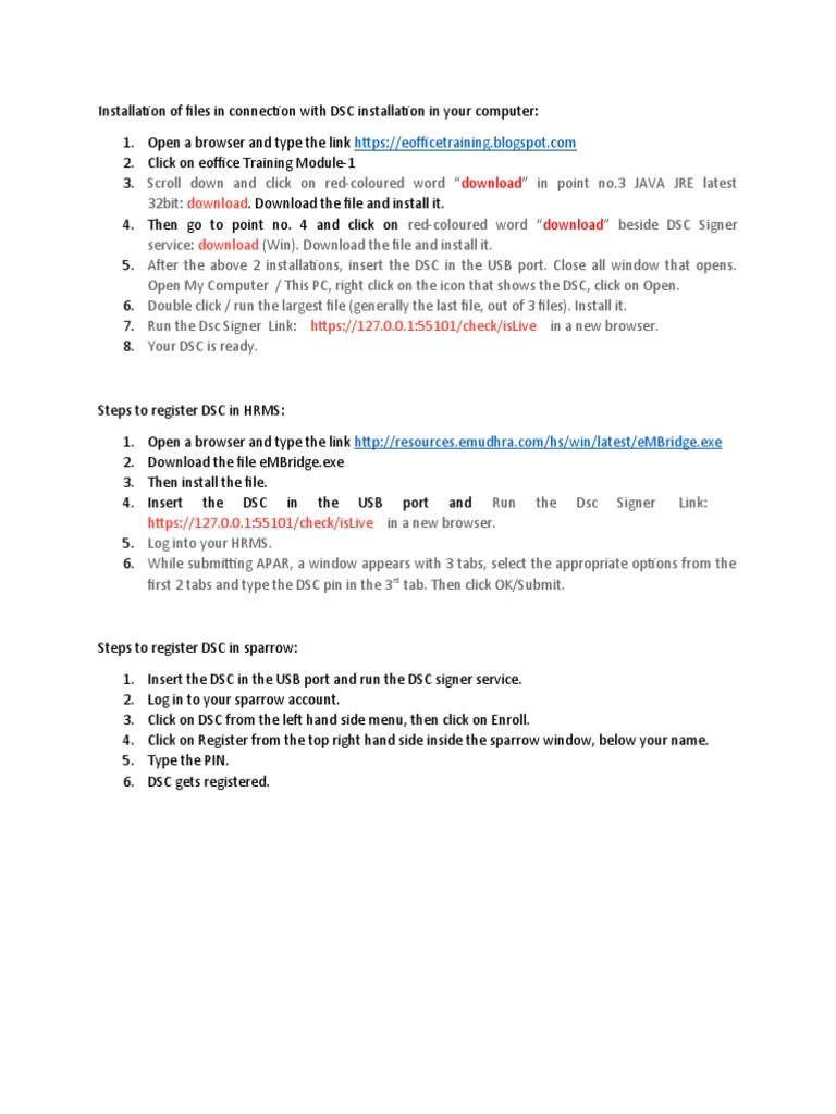 DSC Installation Steps | PDF