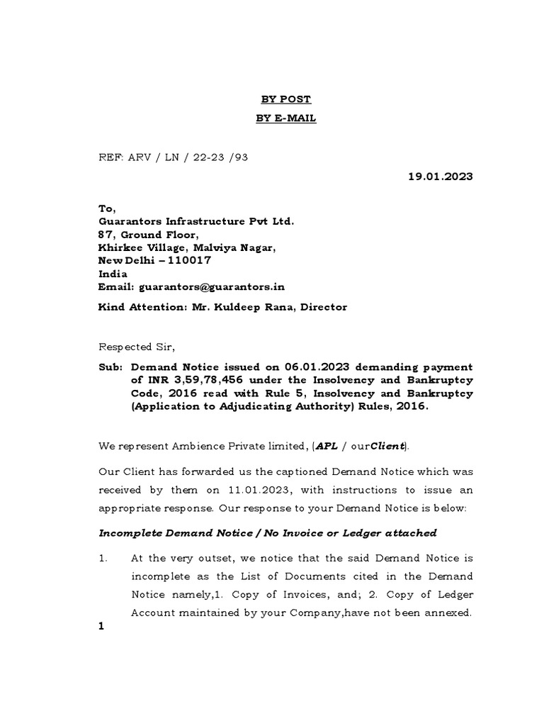 Guarantors Infrastructure APL Letter Edit 19.01.2023 | PDF | Bankruptcy ...