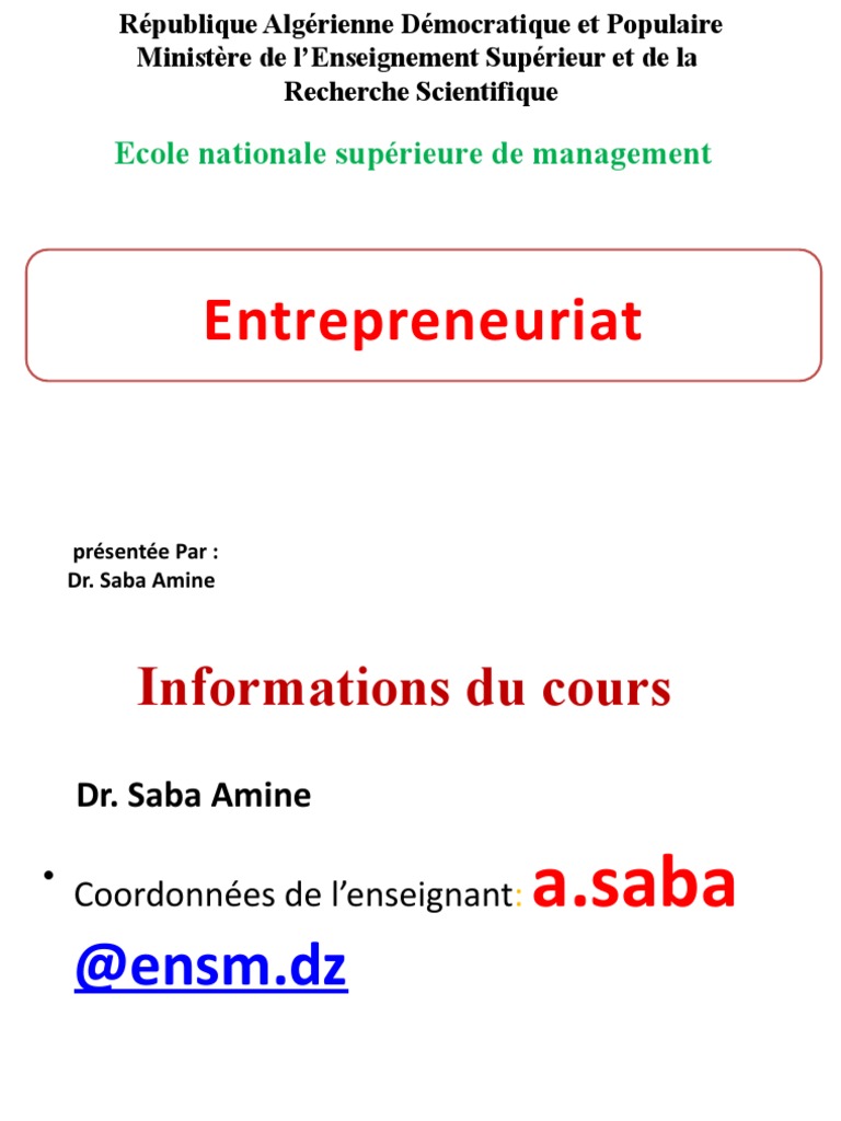ENTREPRENEURIAT-Introduction Générale | PDF | Entrepreneuriat | Innovation