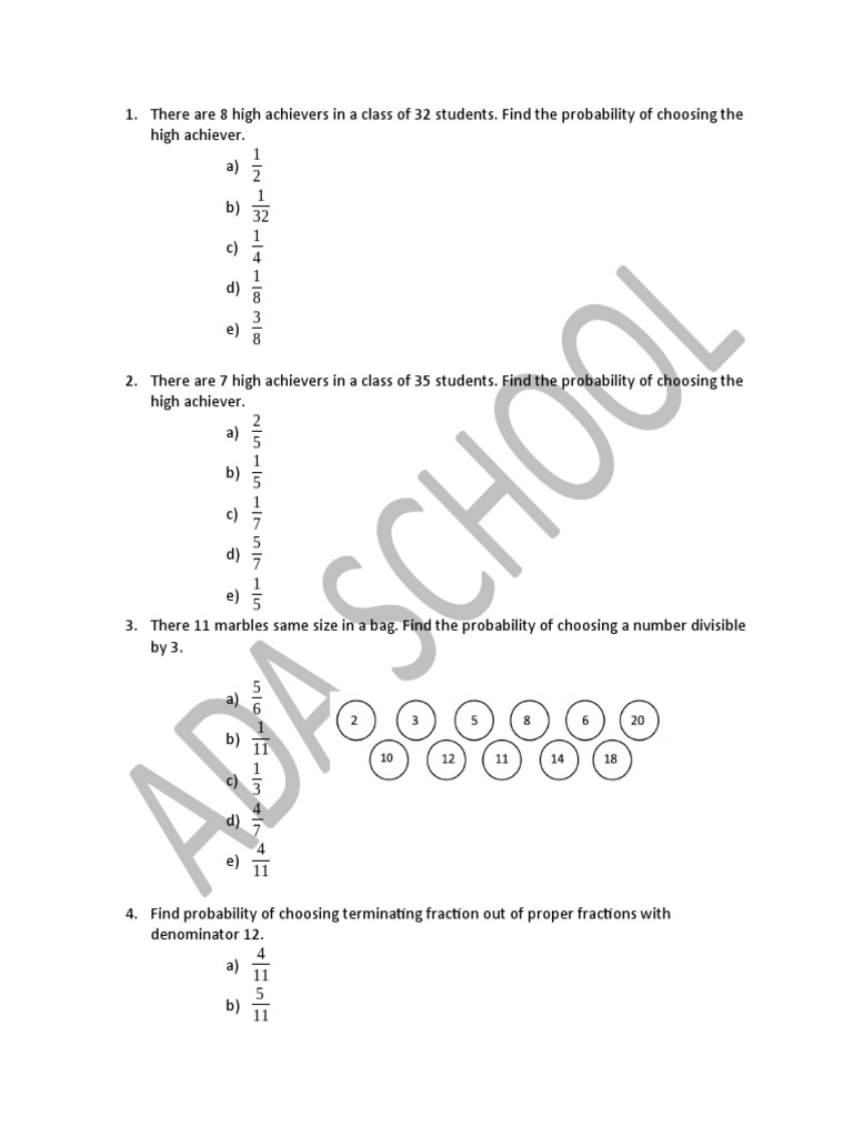 Probability Problems and Solutions | PDF | Numbers | Quadratic Equation