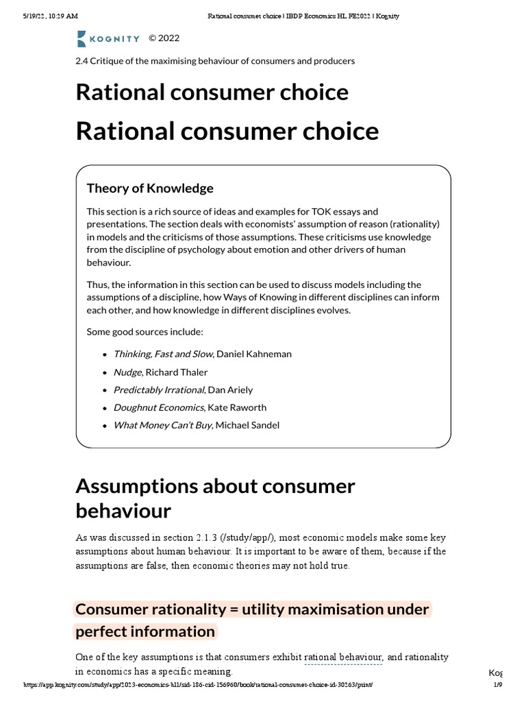 Rational Consumer Choice - IBDP Economics HL FE2022 - Kognity | PDF ...