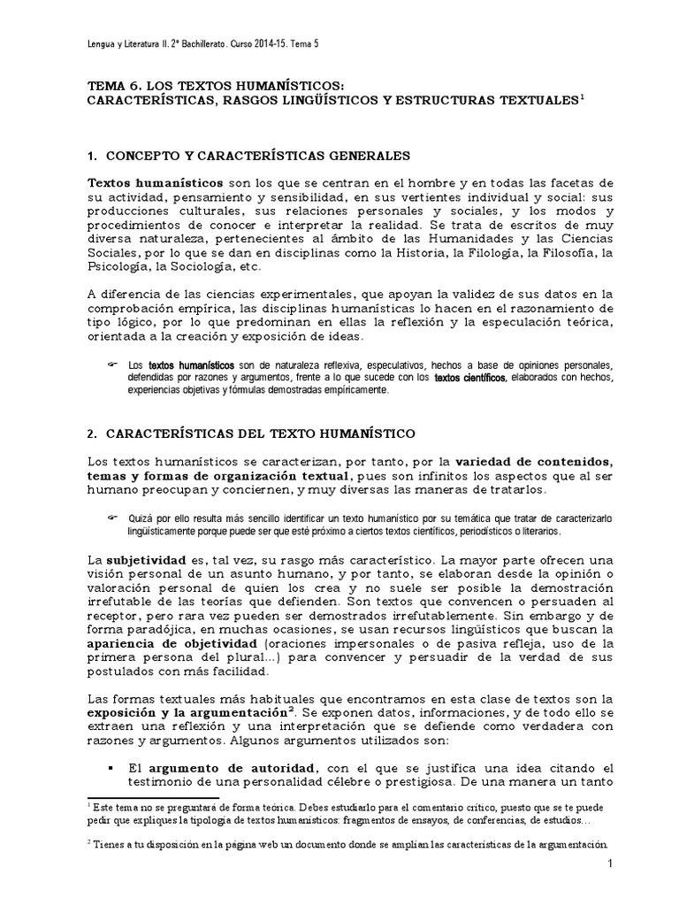 2 Bachillerato. Tema 10. Los Textos Humanisticos | PDF | Ensayos ...