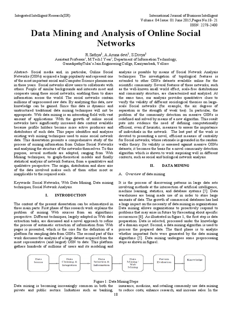 Data Mining And Analysis Of Online Social Networks Pdf Data Mining Internet And Web