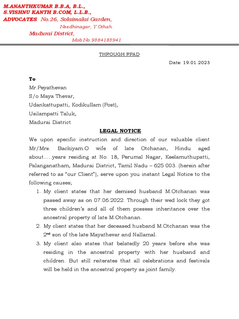 Legal Notice | PDF | Deed | Justice