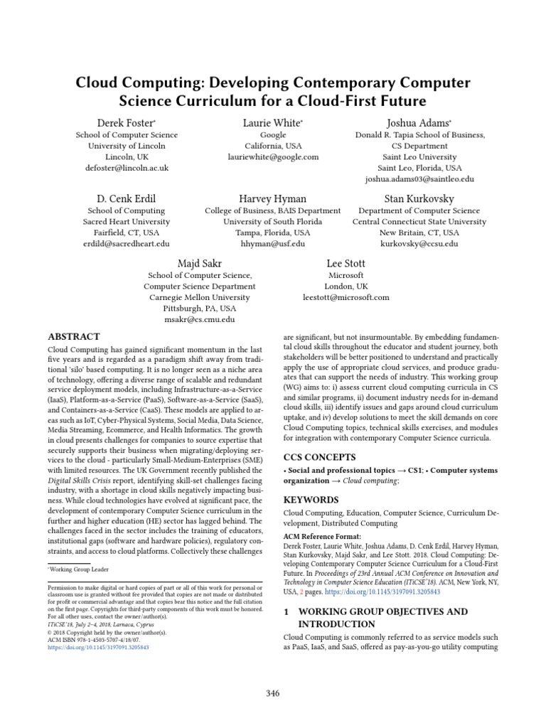 Cloud Computing-Developing Contemporary Computer Science Curriculum For A Cloud-First Future ...
