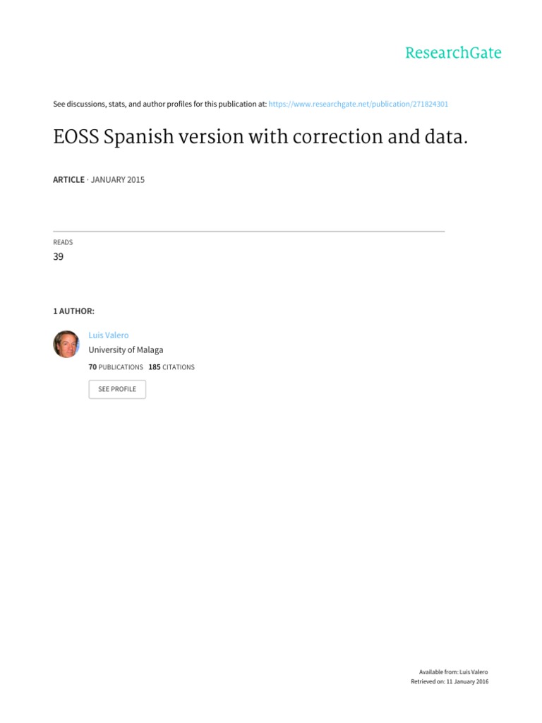 EOSS - Escala de Experiencia Del Yo | PDF