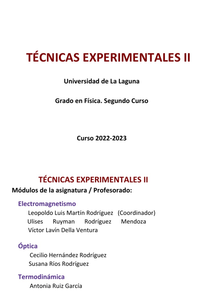 Presentacion TEC II 22-23 | Descargar gratis PDF | Laboratorios | Science