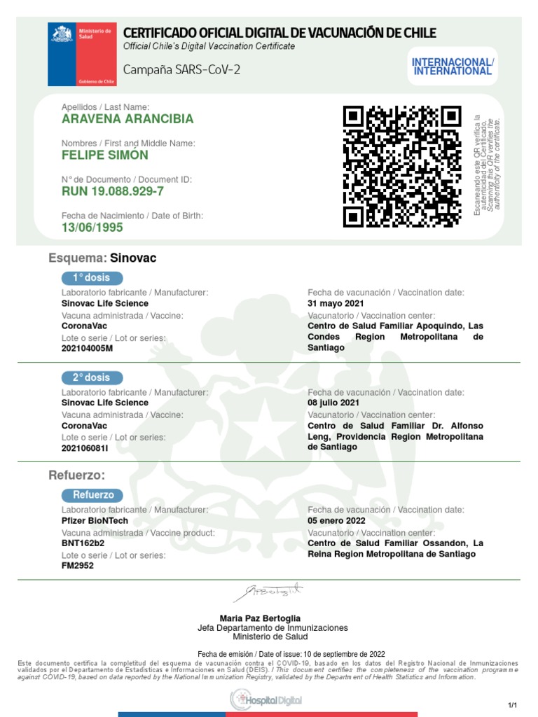 Certificado Internacional Covid | PDF | Vacunación | Cuidado de la salud