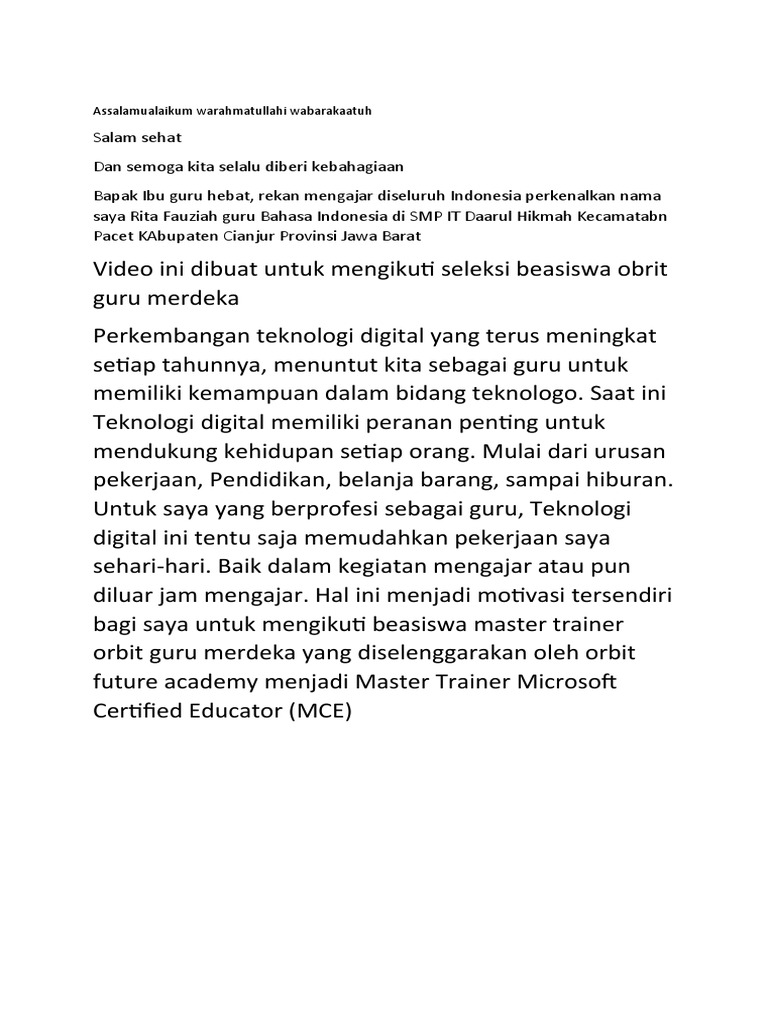 Beasiswa Orbit untuk Guru Merdeka | PDF