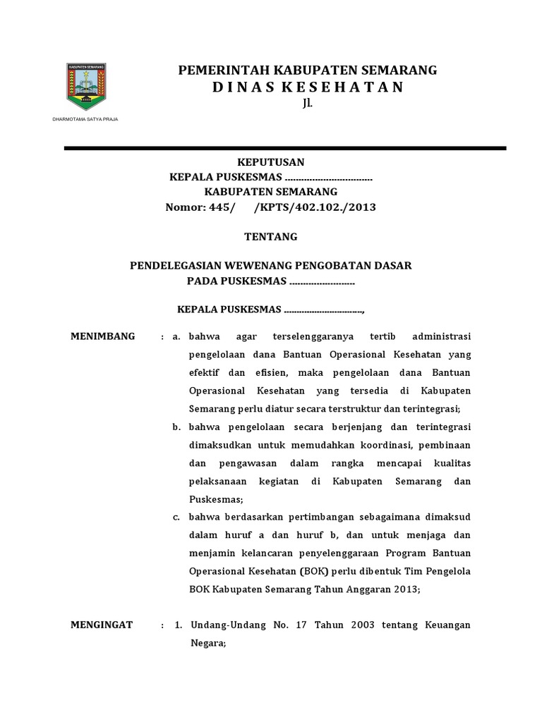 CONTOH SK Pendelegasian Wewenang | PDF