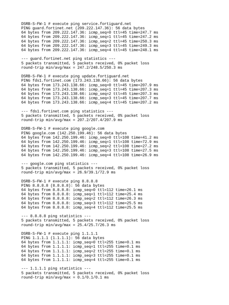 FortiGate Ping and Update Debug Log | PDF | Internet | Network Protocols