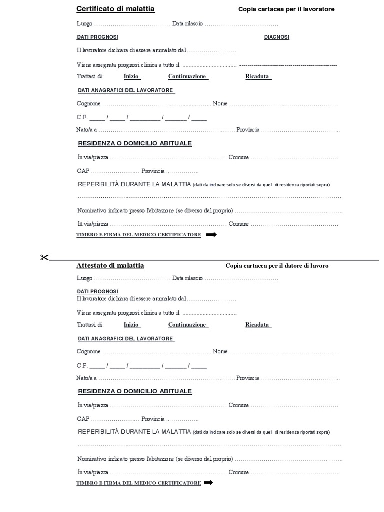 Certificato Di Malattia | PDF