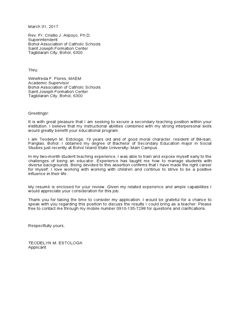 BACS Application Letter | PDF