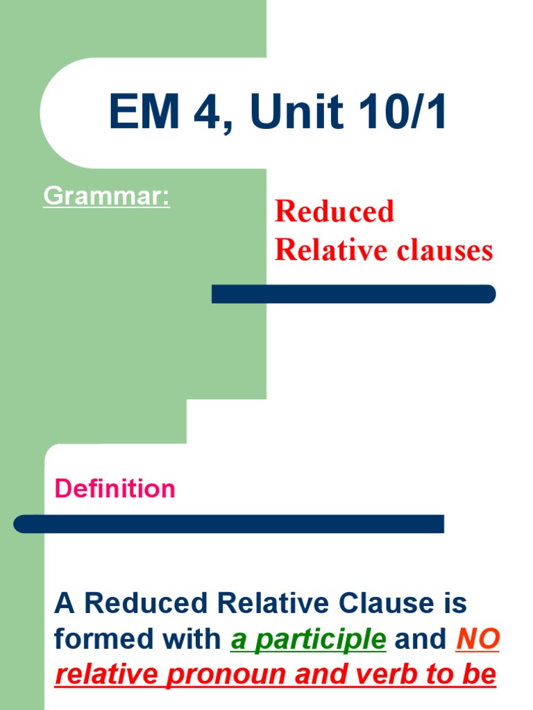 Reduced Relative Clauses | PDF