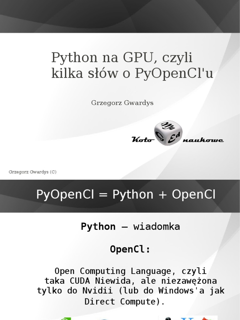 Python Na Gpu Czyli Kilka Słów O Pyopenclu Pdf 