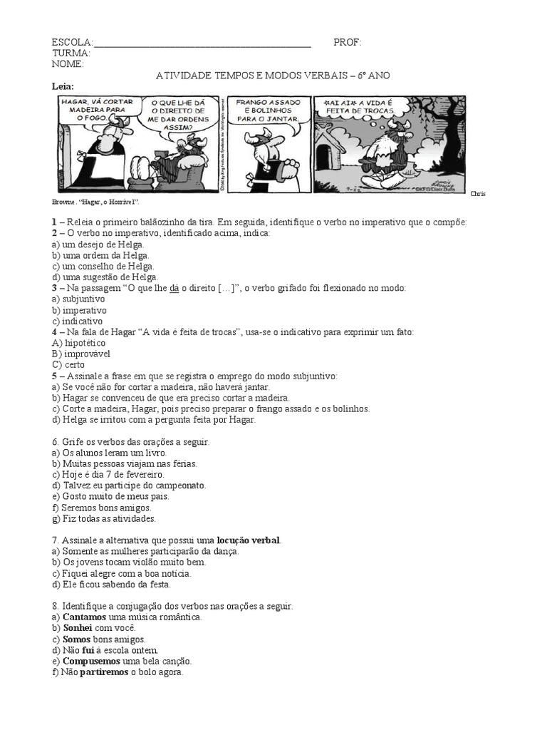 Atividade 6 Ano | PDF | Linguística