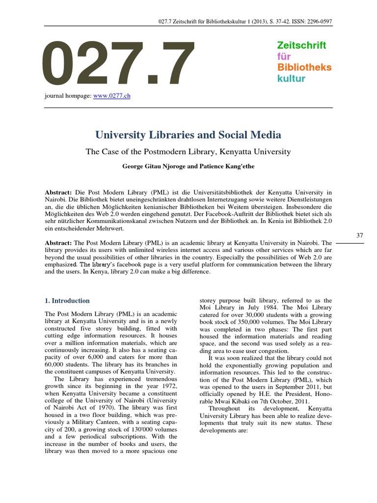 University Libraries and Social Media The Case of | PDF | Libraries ...