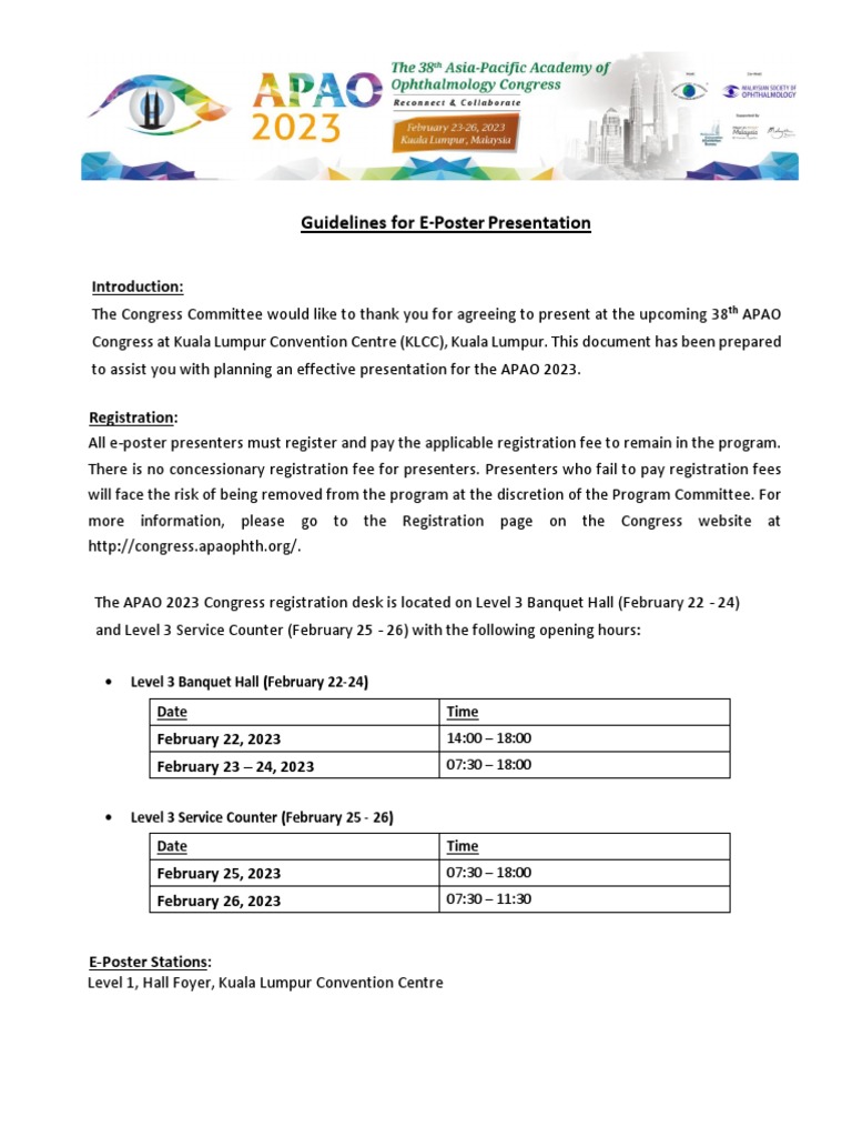 38th APAO Congress E Poster Presentation Guidelines | PDF | Qr Code ...