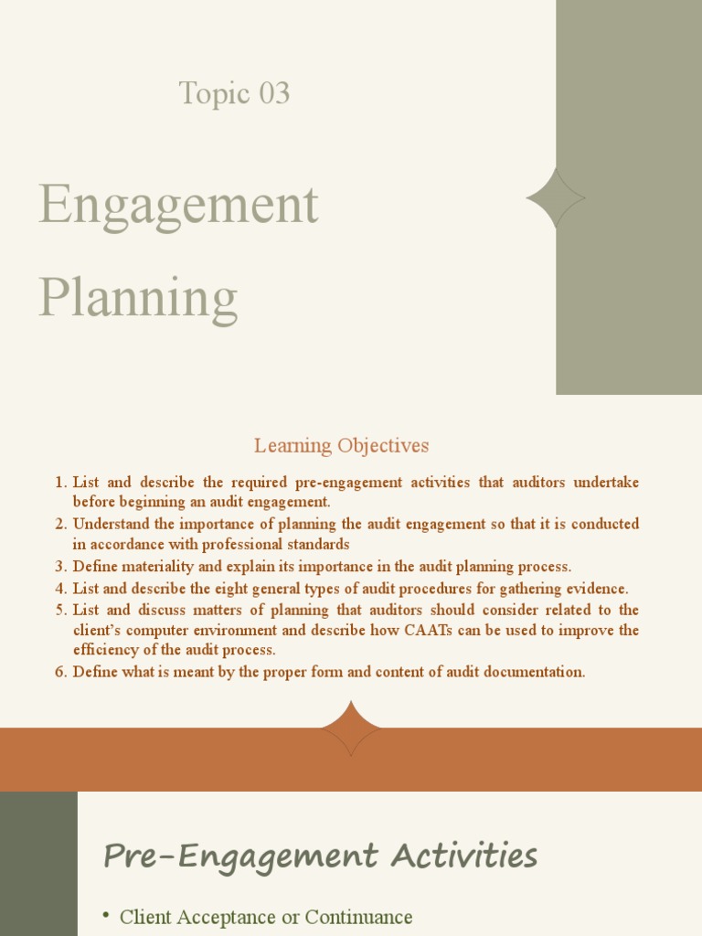 Topic3 Engagement Planning | PDF | Audit | Financial Audit