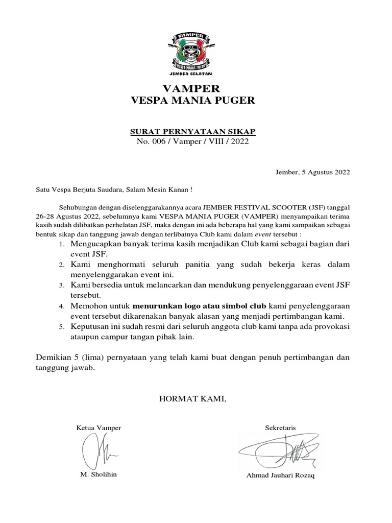 Pernyataan Sikap | PDF