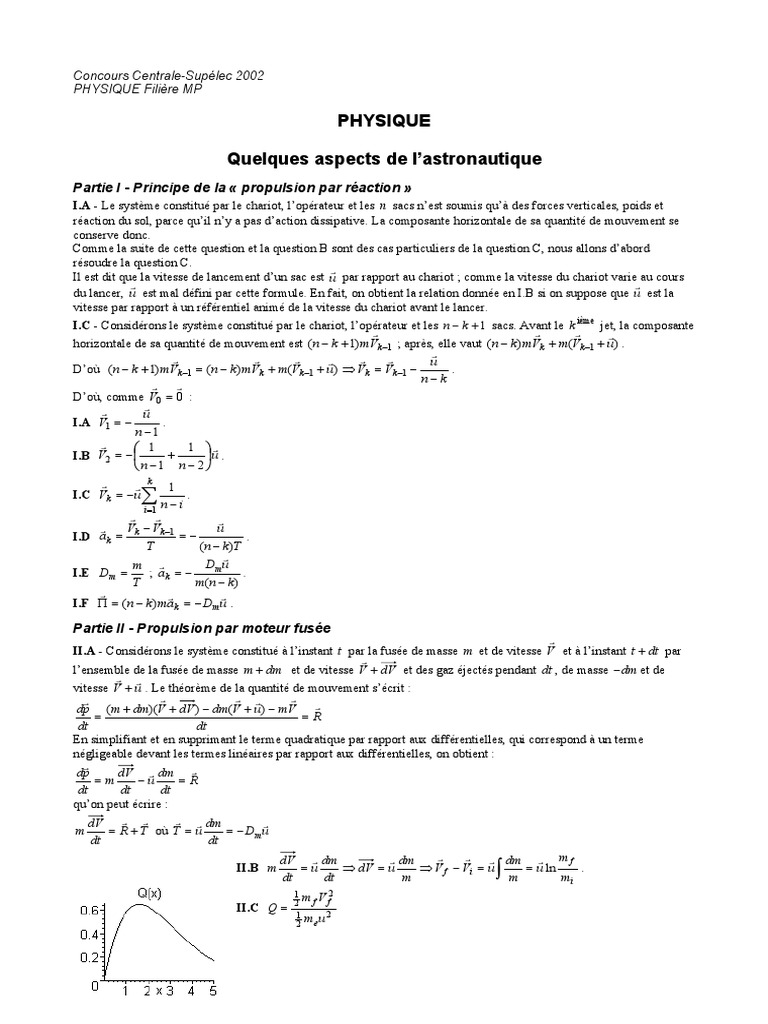 Centrale Supelec MP 2002 Physique Corrige | PDF | Fusée | Moment cinétique