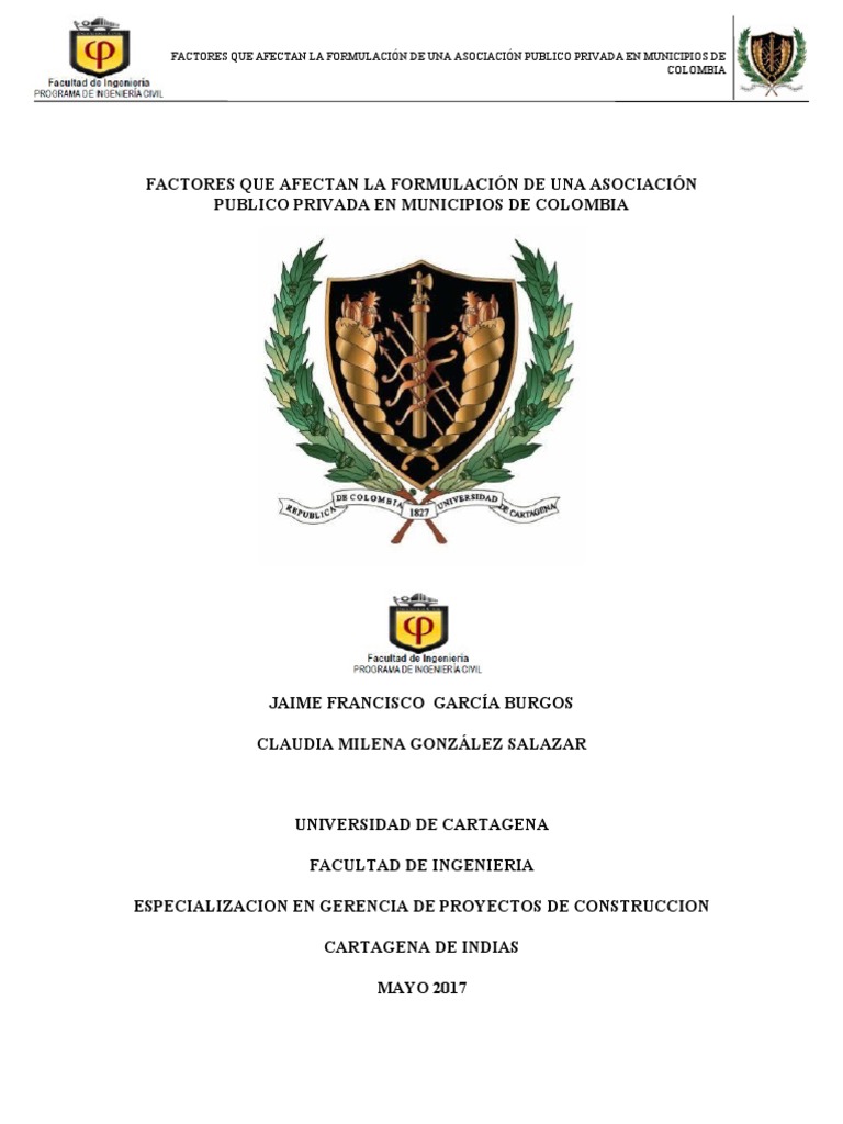 Propuesta Trabajo de Grado | PDF | Asociación público-privada | Colombia