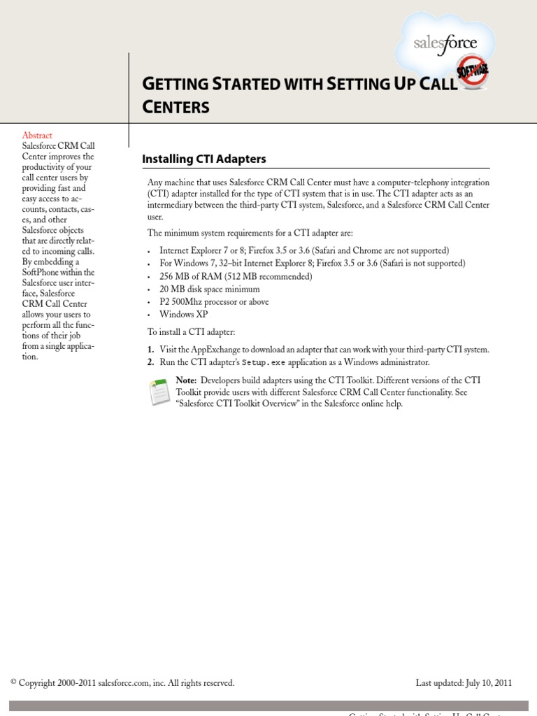 Salesforce Cti Admin Cheatsheet Pdf Salesforce Web Browser