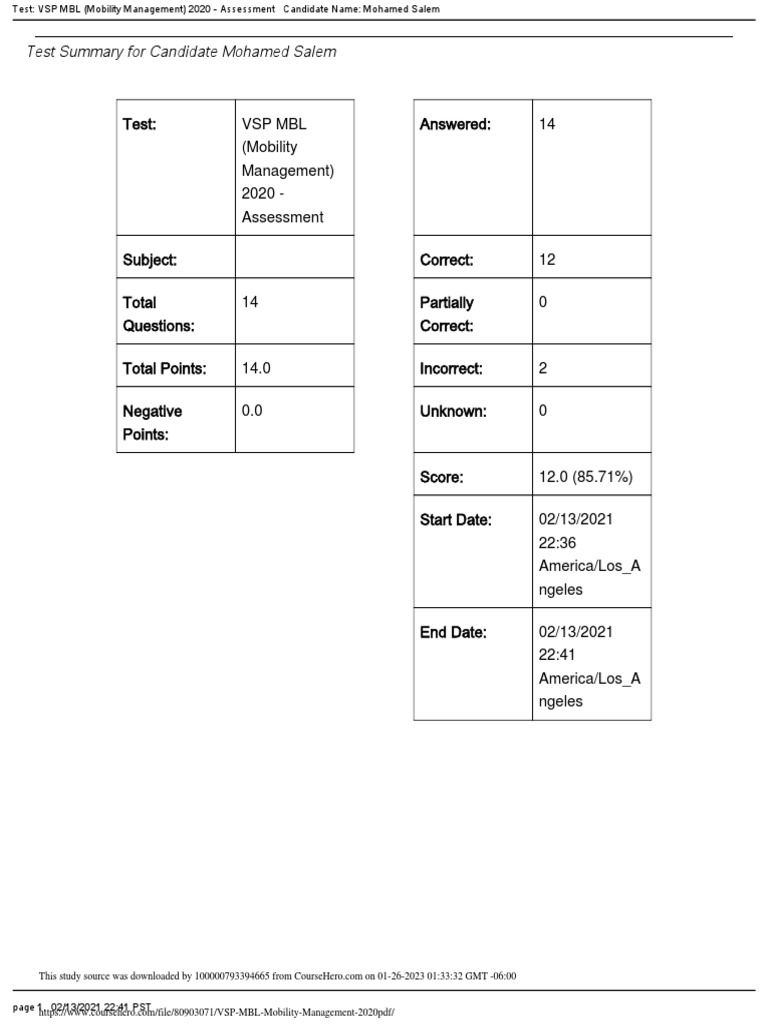 VSP MBL Mobility Management 2020 PDF | PDF