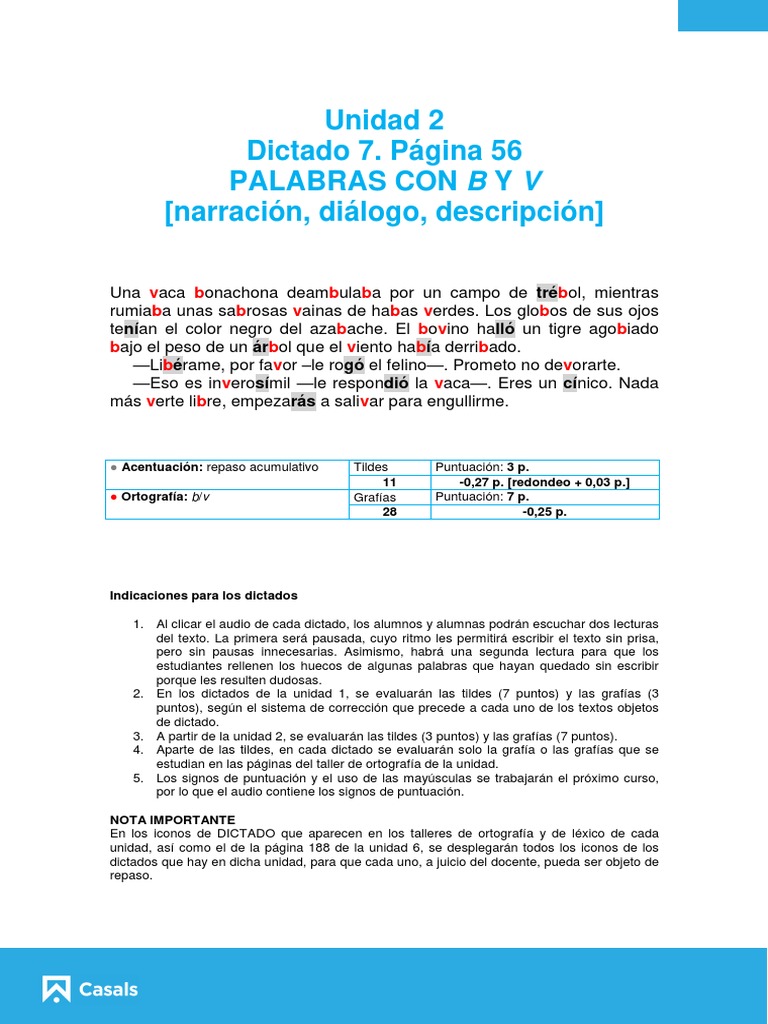 Unidad 2 Dictado Pag 56 - 1744917 | PDF