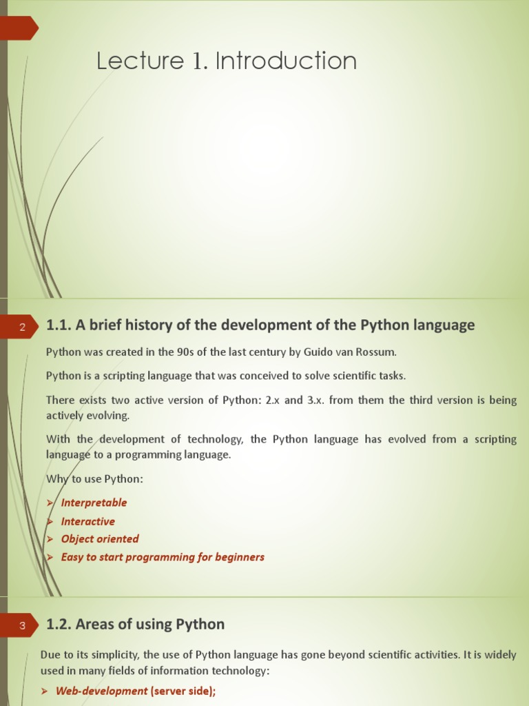 Python - L1. Introduction | PDF | Python (Programming Language) | C++ Python - L1. Introduction | PDF | Python (Programming Language) | C++