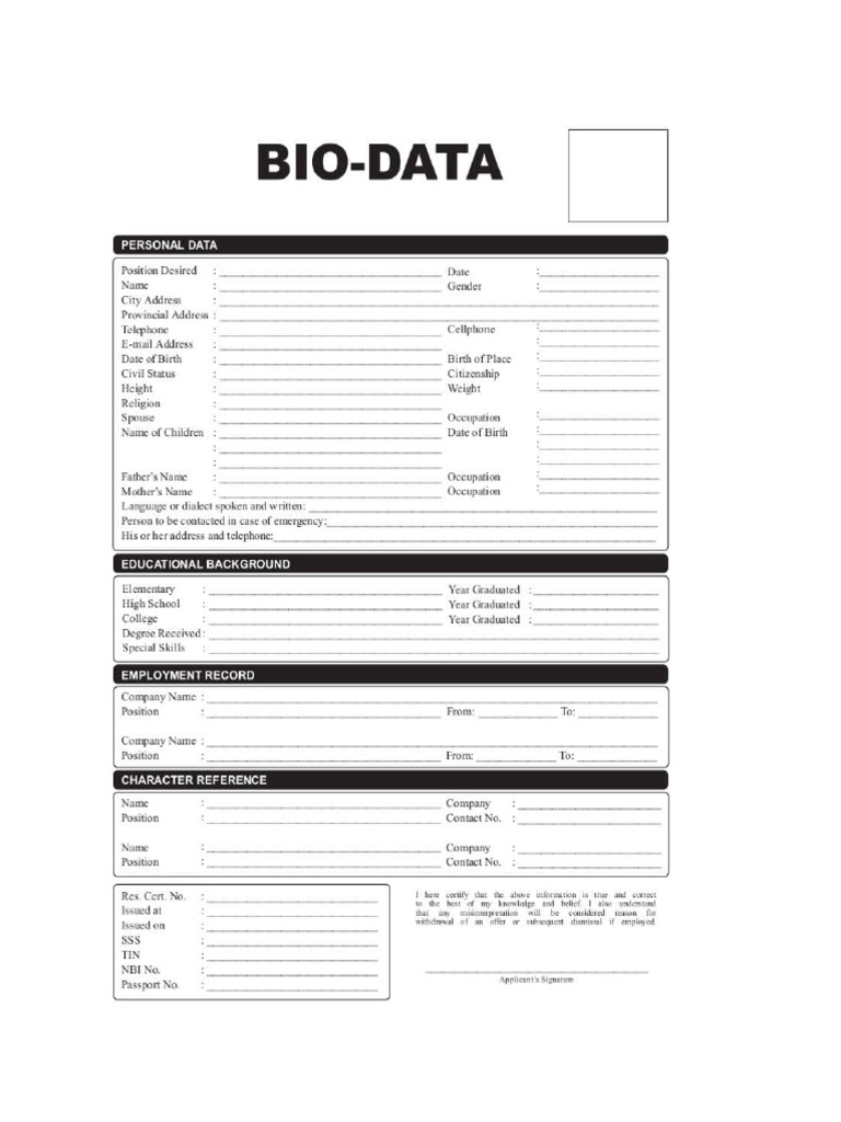 Biodata Image | PDF