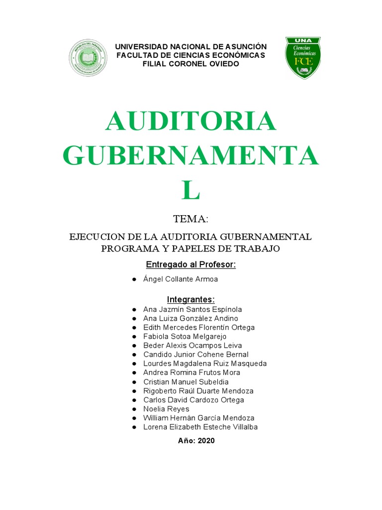 Unidad Vi-Ejecución de La Auditoria Gubernamental Programa y Papeles de ...