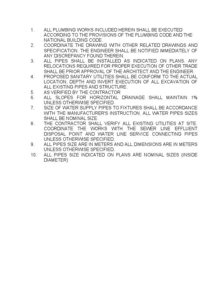General Notes (Plumbing) | PDF