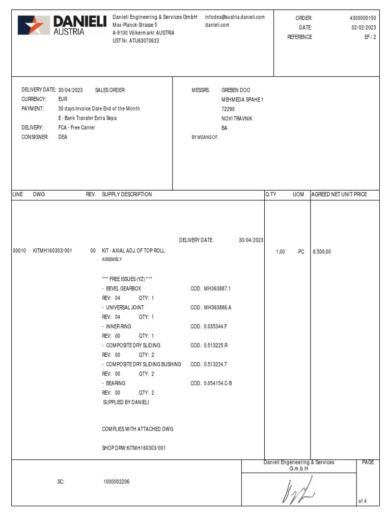 Danieli Engineering & Services GMBH: by Means of | PDF | Receipt | Business