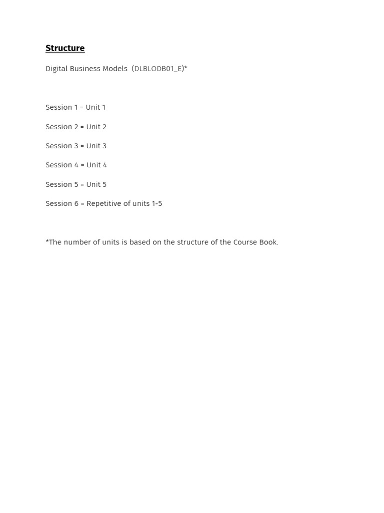 Digital Business Models Course Structure | PDF