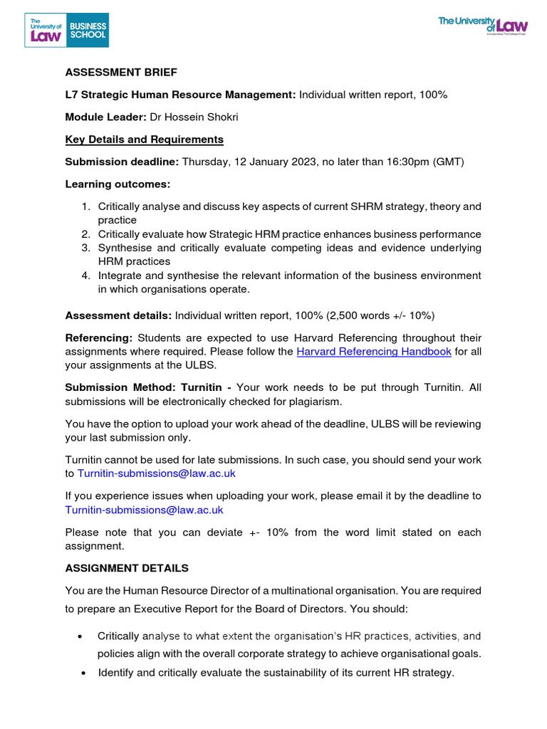 SHRM Executive Report Guidelines | PDF | Human Resource Management | Critical Thinking