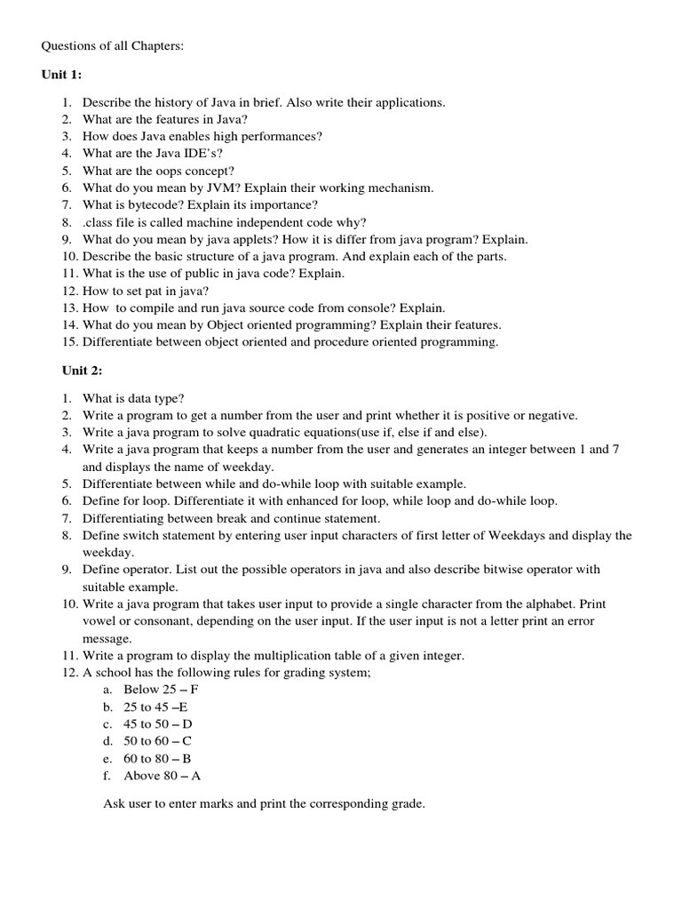 Question Bank | PDF | Method (Computer Programming) | Java (Programming Language)