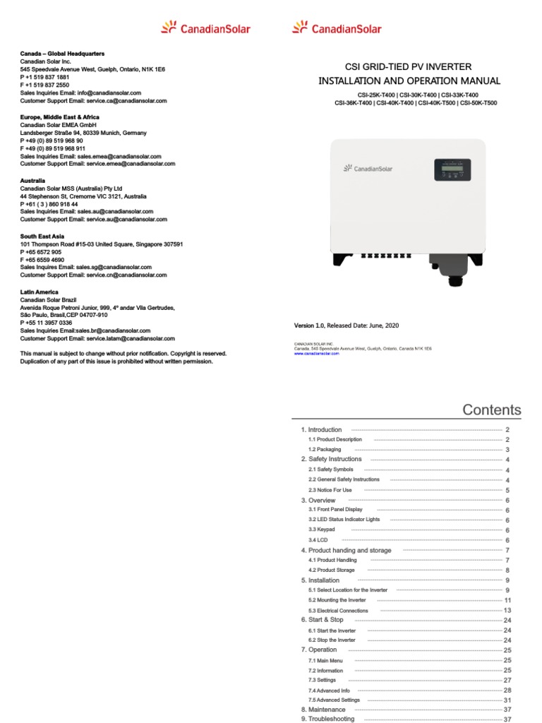 Installation-Manual CSI 3P25-50K ENX | PDF | Electrical Connector ...